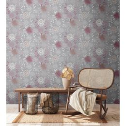 Livingwalls living walls Vliestapete &raquo;House of Turnowsky Designer Blumentapete&laquo; matt strukturiert extravagant Kunst Floral verspielt rot Vlies B/L: 0,53m x 10,05m