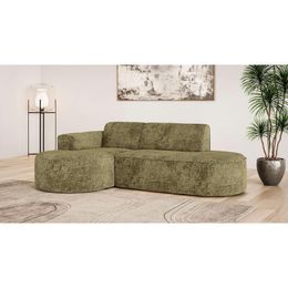 OTTO home Ecksofa &raquo;ADELLA Design-Sofa mit Recamiere rechts/links, 248/159/76 cm&laquo; L-Form mit Wellenunterfederung, runde Form, auch in Cord gr&uuml;n 100% 