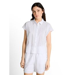 Tom Tailor Denim Damen Tom Tailor Denim Hemdbluse Sommerbluse mit H&auml;kel-Details wei&szlig; XS
