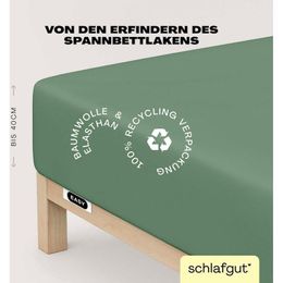 Schlafgut Spannbettlaken &raquo;EASY Jersey Elasthan Boxspring&laquo; MADE IN GREEN by OEKO-TEX gr&uuml;n Jersey, Obermaterial: 95% Baumwolle, 5% Elasthan 1 Stk., Jersey, 180-