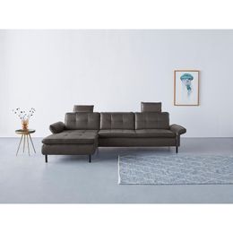 OTTO home Ecksofa &raquo;Birkholm L-Form&laquo; Armlehnverstellung, auch in Easy Clean Bezug - mit Wasser zu reinigen grau 100% Polyester B/H/T: 267cm x 83cm x 