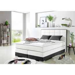 Home Affaire Boxspringbett inklusive Topper und Wendekissen wei&szlig; Liegefl&auml;che B/L: 140cm x 200cm, H2 + H2, 7-Zonen-Tonnentaschen-Federkernmatratze