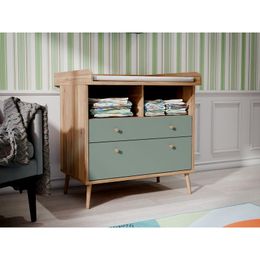 FORTE Wickelkommode &raquo;Whenua&laquo; Wickelauflage, erh&ouml;hter Rand, 2 farbig, Stauraum offen F&auml;cher etc. 89,8 cm beige Holzwerkstoff B/H/T: 89,8cm x 94,4cm x 