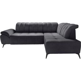 Home Affaire Ecksofa &raquo;Lazio modern und bequem, schmale Armlehnen, tolle Detailverarbeitung&laquo; grau 100% Polyester B/H/T: 272cm, Microfaser, Ottomane 