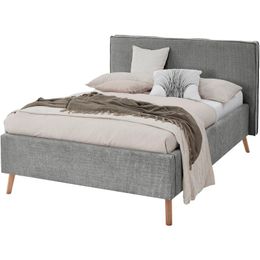Meise M&ouml;bel meise.m&ouml;bel Polsterbett &raquo;Riva&laquo; mit eichefarbigen Holzf&uuml;&szlig;en, wahlweise mit Bettkasten und Lattenrost grau Liegefl&auml;che L&auml;nge B: 200cm x 140cm, 
