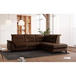 Sit & More sit&more Ecksofa &raquo;Astoria L-Form&laquo; wahlweise mit motorischer Relaxfunktion braun 100% Polyester B/H/T: 256cm x 91cm x 225cm, Luxus-Microfaser in 
