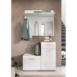Home Affaire Garderoben-Set &raquo;FLORENZ, 3tlg., best. aus: Garderobenspiegelpaneel, Sitzbank & Kommode&laquo; B/H/T: 98cmcm x 191cmcm x 35cmcm