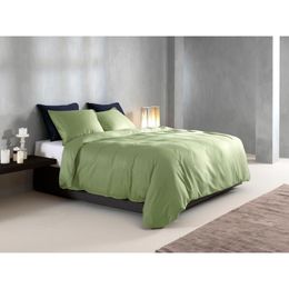 ZO HOME Bettw&auml;sche &raquo;Zohome Baumwolle Mako-Satin Bettw&auml;sche Satinado&laquo; 2 Bettw&auml;sche aus 100% Baumwolle, hochwertige Mako-Satin, ab 135x200 cm. gr&uuml;n Mako