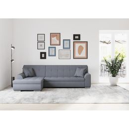 DOMO collection Ecksofa &raquo;TREVISO viele Bez&uuml;ge, auch in Cord, L-Form, 267x178 cm&laquo; mit Bettfunktion, inkl. Zierkissen, Unser Dauertiefpreis grau 95% 