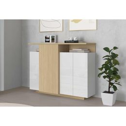 OTTO home Highboard &raquo;Highboard ETHOS, Kommode, Schrank, Kredenz&laquo; 1 Stk. tlg. Mit 4 Dreht&uuml;ren, 9 Innenf&auml;chern und 2 Au&szlig;enf&auml;chern, B.130 cm wei&szlig; B/H/T: 