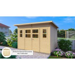 Konifera Gartenhaus &raquo;Felix 4&laquo; Inklusive Fu&szlig;boden beige Massivholz Fu&szlig;boden im Gartenhaus, ohne Dacheindeckung