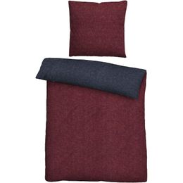 Biberna Wendebettw&auml;sche &raquo;HERMAL Melange Flanell uni, kuschelig weich&laquo; 2 Stk. Flanell in Melangeoptik, Winterbettw&auml;sche, Made in Germany braun Flanell, 