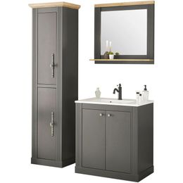 OTTO home Badm&ouml;bel-Set &raquo;WESTMINSTER, Bad im Landhausstil, 3-teiliges Badezimmer&laquo; 3 Stk. tlg. grau B/H/T: 150cmcm x 203cmcm x 46cmcm