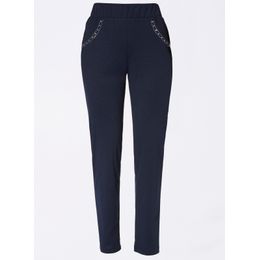 sheego Gro&szlig;e Gr&ouml;&szlig;en Schlupfhose mit Ziersteinchen, marine, Gr&ouml;&szlig;e 52 - Damen