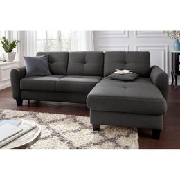Sit & More sit&more Ecksofa &raquo;Varese L-Form&laquo; mit Federkern, wahlweise mit Schlaffunktion und Stauraum grau Bedruckte Microfaser (100% Polyester);Luxus-Microfaser 