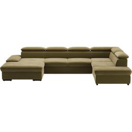 Sit & More sit&more Wohnlandschaft &raquo;Alcudia U-Form&laquo; wahlweise mit Schlaffunktion gr&uuml;n 98% Polyester, 2% Polyamid B/H/T: 349cm x 73cm x 226cm, Soft clean, 