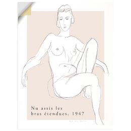 Artland Wandbild &raquo;Nu assis les bras &eacute;tendues 1947&laquo; Bilder von Frauen 1 Stk. tlg. als Alubild, Leinwandbild, Poster, Wandaufkleber in verschied. Gr&ouml;&szlig;en beige 