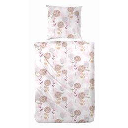 Primera Bettw&auml;sche &raquo;Edelflanell-Bettw&auml;sche Fallflower&laquo; 2 Stk. mit raffinierten Farbakzenten rosa Edel-K&ouml;per-Flanell, Obermaterial: 100% Baumwolle B/L: 135cm x