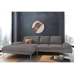 W.Schillig Ecksofa &raquo;enjoy&MORE, Designsofa, elegant und bequem, L-Form&laquo; mit Sitztiefenverstellung, F&uuml;&szlig;e silber matt, Breite 310 cm grau Chenille-
