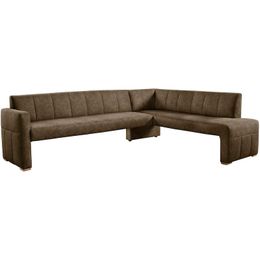 exxpo - sofa fashion Essbank elegant und modern mit hohem Sitzkomfort braun B/H/T: 265cm x 83cm x 199cm, Luxus-Microfaser, langer Schenkel links