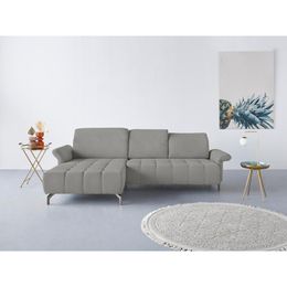 OTTO home Ecksofa &raquo;Fresh L-Form&laquo; Federkern, wahlweise Kopfteilverstellung und motorischer Vorziehsitz grau 100% Polyester B/H/T: 281cm x 79cm x 185cm,