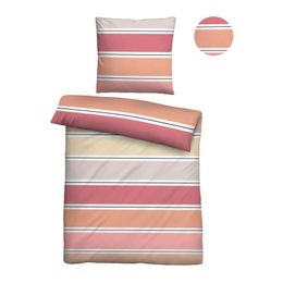 Biberna Bettw&auml;sche &raquo;0025009&laquo; 2 Stk. absolut b&uuml;gelfrei, 100% Baumwolle, mit Rei&szlig;verschluss, ganzj&auml;hrig orange Soft-Seersucker, Obermaterial: 100% Baumwolle B/L