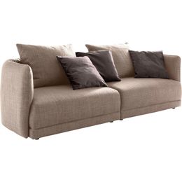 designwerk Big-Sofa &raquo;New York, anmutendes Designsofa&laquo; mit schmaler Arm- & R&uuml;ckenlehne beige 100% Polyester B/H/T: 253cm x 100cm, Flachgewebe