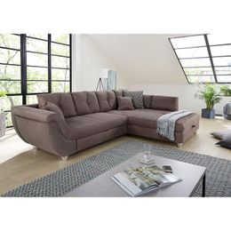 Jockenh&ouml;fer Ecksofa &raquo;Maranello L-Form, B: 330 cm&laquo; mit Schlaffunktion, Bettkasten & Zierkissen braun Luxus-Microfaser (100% Polyester);Kissen: 45% Polyacryl, 34% 