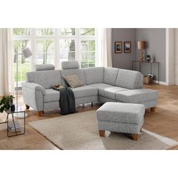 OTTO home Ecksofa &raquo;Alta L-Form&laquo; mit Federkern und Kontrastnaht, F&uuml;&szlig;e Buche eichefarben silber Struktur ( 100% Polyester);Struktur fein ( 100% 