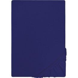 Biberna Spannbettlaken &raquo;Leila&laquo; Bettlaken aus 100% Baumwolle, f&uuml;r Matratzenh&ouml;hen bis 22 cm blau Jersey, Obermaterial: 100% Baumwolle B/L: 200cm, 1 Stk., Jersey