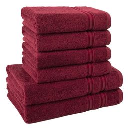 HAMMETEX Handtuch Set &raquo;6-teiliges Handtuch Set, 100% Baumwolle, Weich & Saugstark&laquo; Set 6 Stk. Frottier mit Bord&uuml;re, einfarbig, weich rot Frottier, 