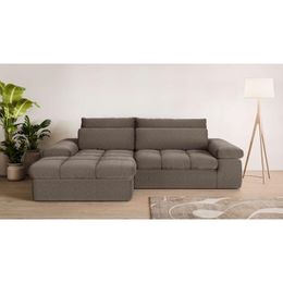 Home Affaire Ecksofa &raquo;ALVERIE mit Recamiere, moderne Steppung, Ma&szlig;e: B/T/H 274/203/106 cm&laquo; L-Form mit Wellenunterfederung, mit 4 R&uuml;ckenkissen, 