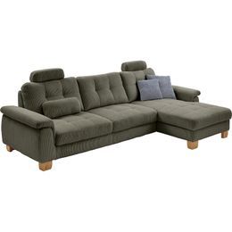 Die PlanBar Ecksofa &raquo;PP-LA19101 L-Form, Breite 316 cm&laquo; wahlweise mit Schlaffunktion und verstellbaren Kopfst&uuml;tzen, in Cord grau 88% Polyester;12% 