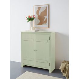 OTTO home Schuhschrank &raquo;Bertram&laquo; Massivholz, 2 verstellbare Einlegeb&ouml;den, Magnetverschluss,H&ouml;he 110 cm gr&uuml;n MDF, Massivholz B/H/T: 100cm x 110cm x 