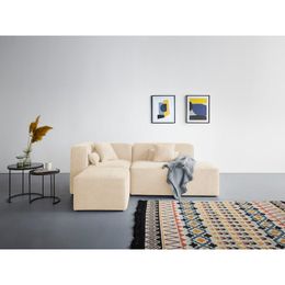 Home Affaire Ecksofa &raquo;Sundstrup L-Form&laquo; Modulserie, individuelle Zusammenstellung beige 100% Polyester B/H/T: 233cm x 76,5cm x 93cm, Struktur weich, 
