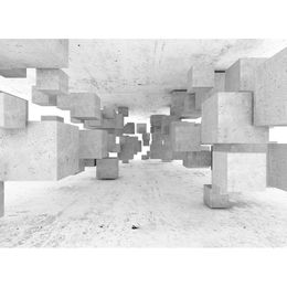 Livingwalls living walls Fototapete &raquo;Designwalls Concrete Tetris&laquo; glatt Vlies, Wand, Schr&auml;ge, Decke grau Vlies B/L: 3,5m x 2,55m