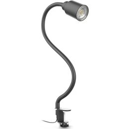 B.K.LICHT Tischleuchte GU10 1 Stk. Klemmleuchte, warmwei&szlig;, flexibler Schwanenhals, Kippschalter, Metall schwarz 1, &Oslash; 52cm H: 38,5cm, 1 Stk.