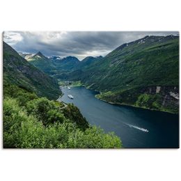 Artland Wandbild &raquo;Blick auf den Geirangerfjord Norwegen&laquo; K&uuml;ste 1 Stk. tlg. als Alubild, Leinwandbild in verschied. Gr&ouml;&szlig;en gr&uuml;n B/H/T: 120cm x 80cm, 