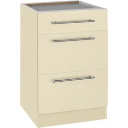Wiho-K&uuml;chen wiho K&uuml;chen Unterschrank &raquo;Unna&laquo; 50 cm breit, mit 2 gro&szlig;en Ausz&uuml;gen, ohne Arbeitsplatte beige B/H/T: 50cm x 82cm x 57cm, Schubladen: 1 Stk.