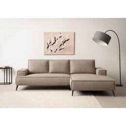 OTTO home Ecksofa &raquo;TVINNU&laquo; wahlweise Recamiere rechts/links, schwarze F&uuml;&szlig;e, bequemer Sitzkomfort beige B/H/T: 275cm x 83cm x 173cm, Flachgewebe 