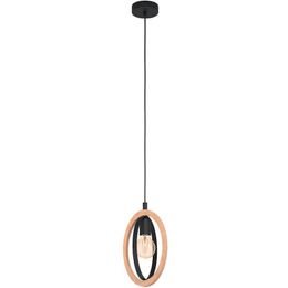 Eglo H&auml;ngeleuchte &raquo;BASILDON Pendellampe, E27, Stahl und Holz, H&auml;ngelampe, Esstischlampe&laquo; E27 1 Stk. H&auml;ngeleuchte, Lampe, L19 x B16 x H110, schwarz, 