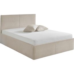 Westfalia Schlafkomfort Polsterbett beige Bezug. Hochwertiger Breitcord, 100% Polyester pflegeleicht, Polsterung: Polsterwatte, Material Gestell: gepolsterter Holzwerkstoff, 