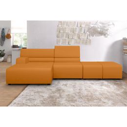 Egoitaliano Ecksofa &raquo;Babouche, Designsofa mit au&szlig;ergew&ouml;hnlichem Sitzkomfort zum Wohlf&uuml;hlen&laquo; gelb Leder NUVOLE (Echtes Rindsleder). Halbnat&uuml;rliches, halbnarbiges 