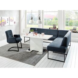 exxpo - sofa fashion Eckbank &raquo;Affogato, hoher Sitzkomfort, bequem&laquo; Frei im Raum stellbar blau Struktur: Webvelour 100% Polyester B/H/T: 197cm x 82cm x