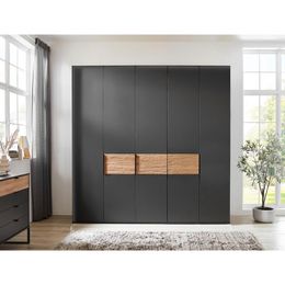 Wiemann Kleiderschrank &raquo;Acapulco&laquo; hochwertige Beschl&auml;ge grau Holz teilmassiv, Holzwerkstoff Graphit-Dekor, B/H/T: 246,3cm x 236cm x 58cm, T&uuml;ren: 5 Stk