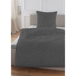 HECHTER PARIS Bettw&auml;sche &raquo;0481309&laquo; 2 Stk. gekreppte Optik + Struktur, weich, angenehmes Schlafklima, Sommer grau Musselin, Obermaterial: 100% 