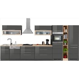 KOCHSTATION K&uuml;chenzeile &raquo;KS-Wien&laquo; Breite 440 cm, wahlweise mit E-Ger&auml;ten und Induktion grau B/H/T: 440cm x 60cm, ohne E-Ger&auml;te
