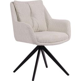 Sit Armlehnstuhl () mit 360&deg; Drehfunktion schwarz-wei&szlig; Metall, Polyester B/H/T: 65,5cm x 84,5cm x 66cm, Boucl&eacute; uni, Bezug Boucl&eacute; wei&szlig;,mit 360&deg; 