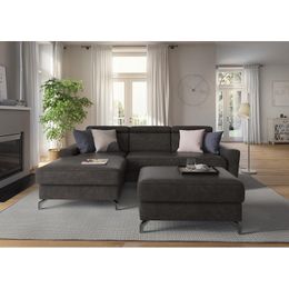 Sit & More sit&more Ecksofa &raquo;Scarlett L-Form&laquo; inklusive Kopfteilverstellung, optional Schlaffunktion & Bettkasten grau B/H/T: 258cm x 172cm, Luxus-Microfaser, 