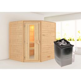 Karibu Sauna &raquo;Mia (Fronteinstieg)&laquo; Ofen 9 kW integr. Strg beige (ohne Ofen)